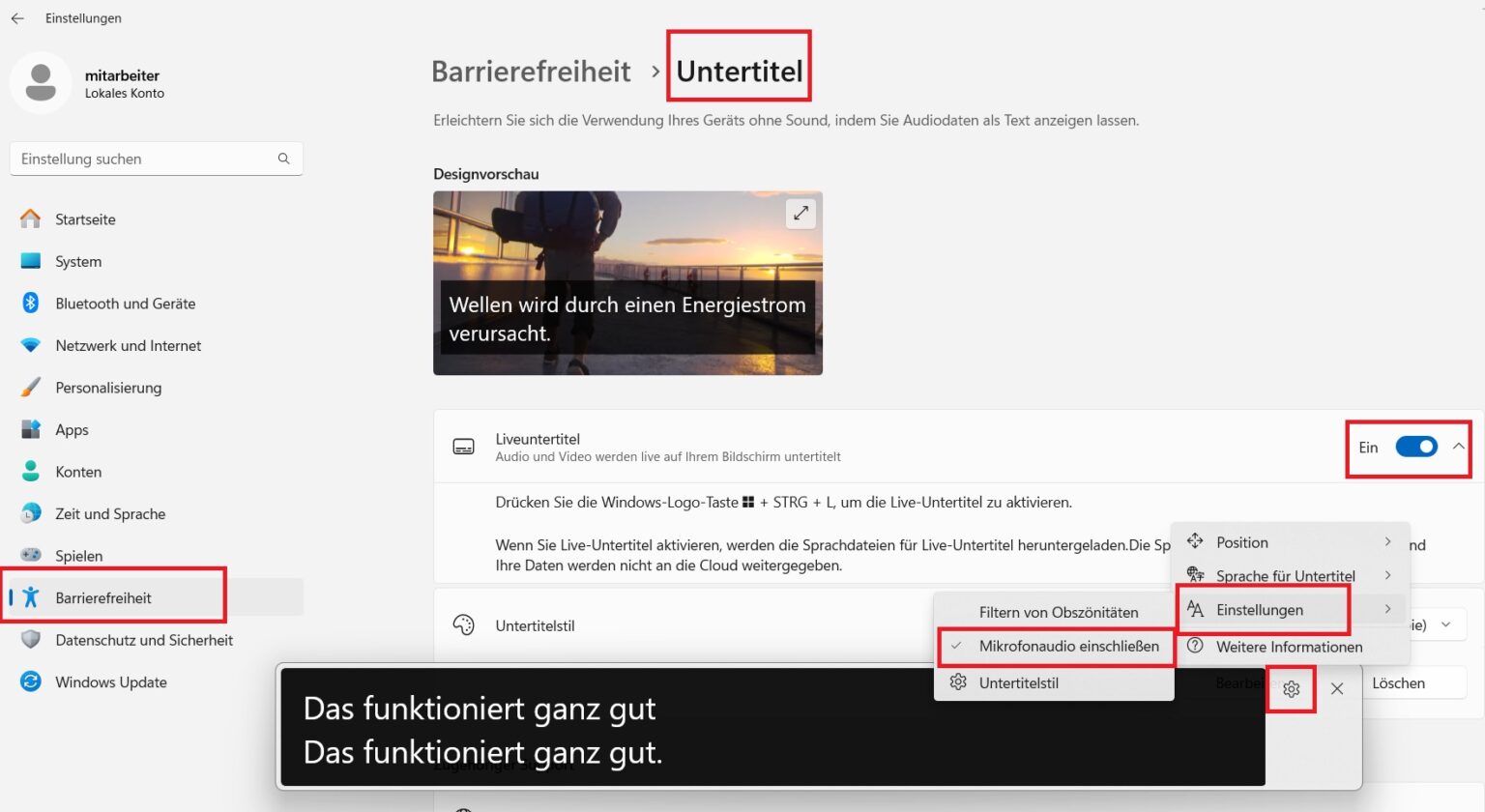 Live-Untertitel in Windows 11 – Netzwerk Inklusion mit Medien